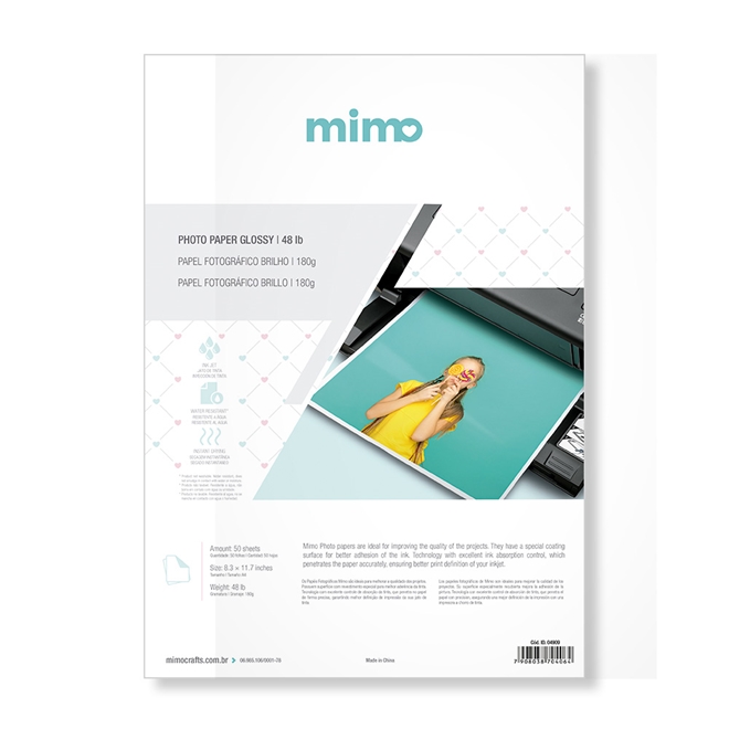 Papel Fotográfico Brilho Mimo - 180 g - A4 - 50 Unids