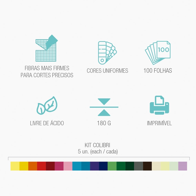 Papel Color Pop - Kit Colibri - Mimo - 30,5 x 30,5 cm - 180 g - 100 fls ...