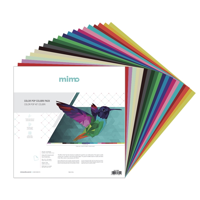 Papel Color Pop - Kit Colibri - Mimo - 30,5 x 30,5 cm - 180 g - 100 fls ...