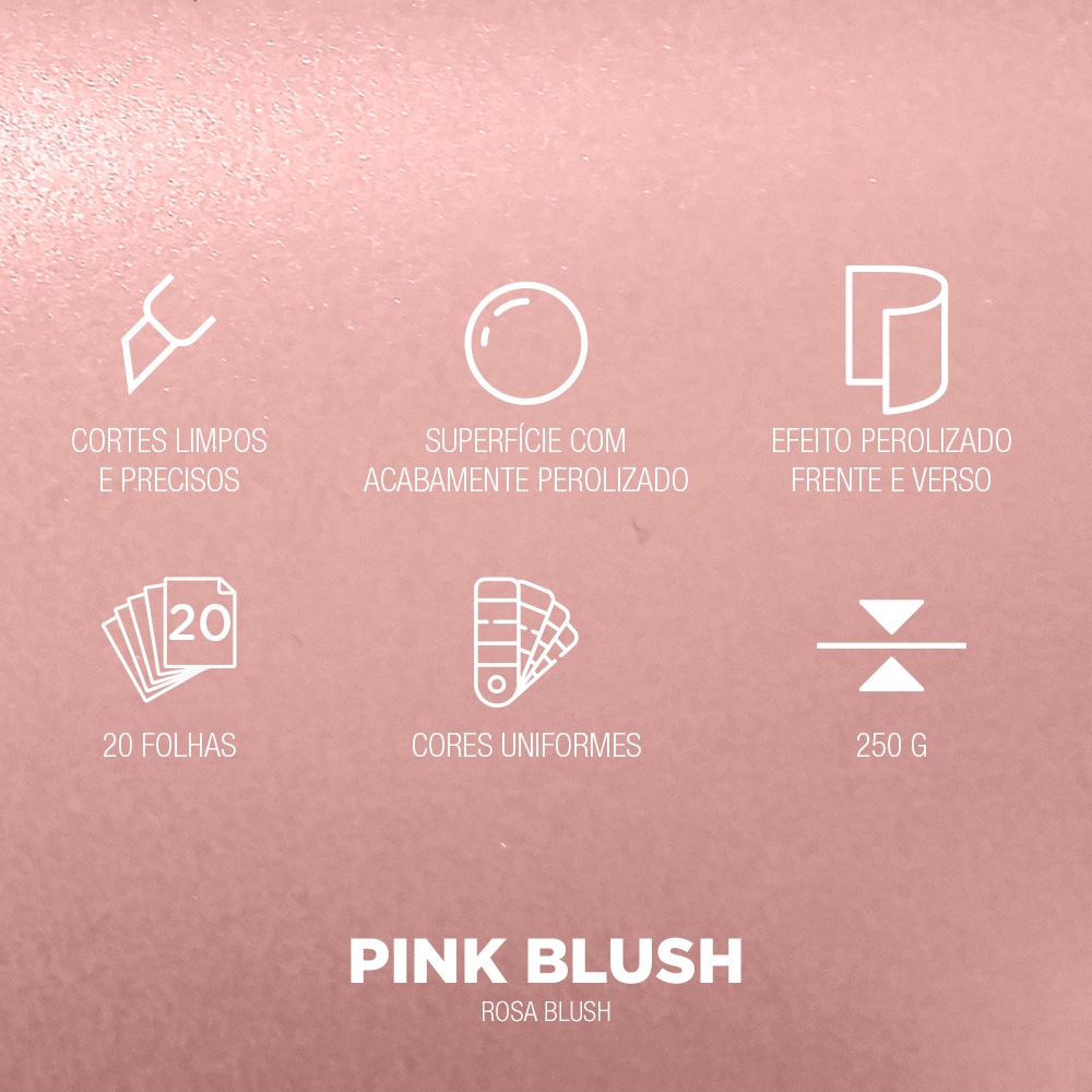 Papel Color Pop Luminous Rosa Blush Mimo - 30,5 x 30,5 cm - 250 g - 20 ...