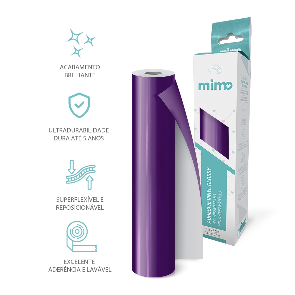 Adesivo Vinil Brilho Roxo Mirtilo Mimo - 23 cm x 2,5 m