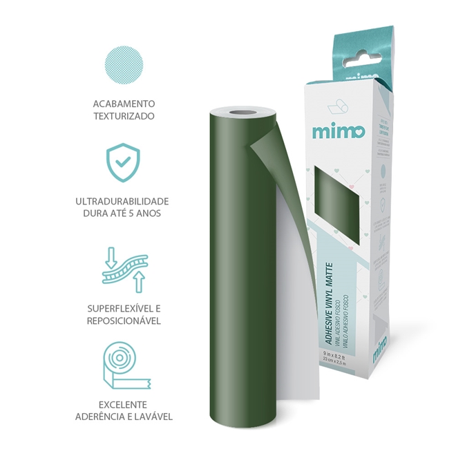 Adesivo Vinil Fosco Verde Nature Mimo - 23 cm x 2,5 m