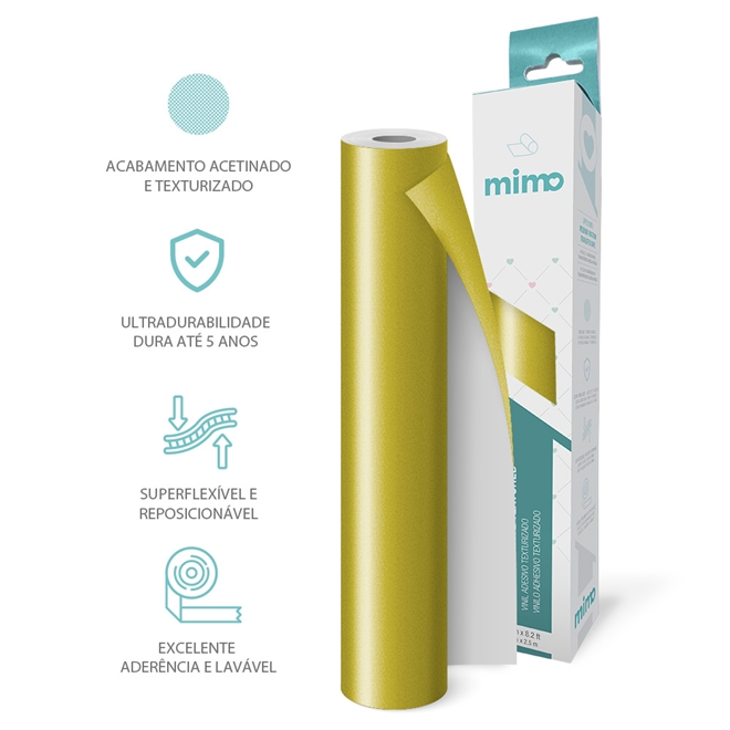 Adesivo Vinil Texturizado Amarelo Lemon Mimo - 30 cm x 2,5 m